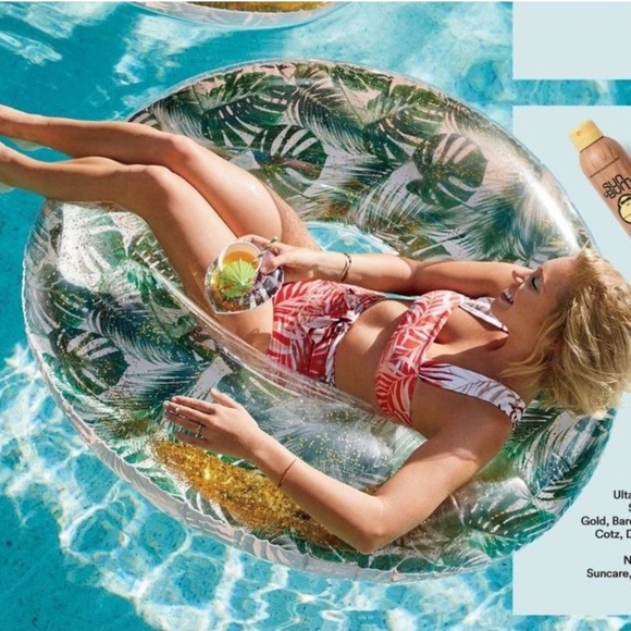 Anthropologie | Other | Ulta Pool Float Tube Tropical Palm Print Large Round New Glitter Inter ...